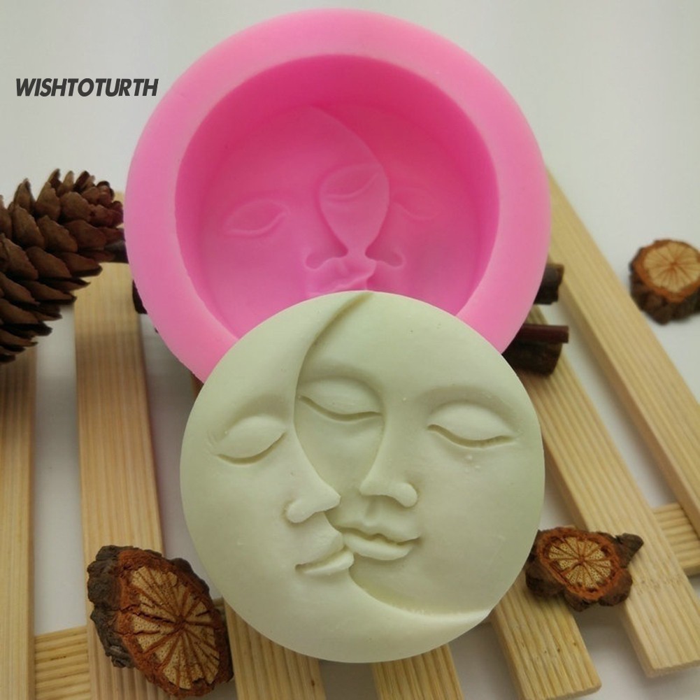 #bake Moon Face Fondant Cake Silicone Mold Kitchen DIY Sugarcraft ...