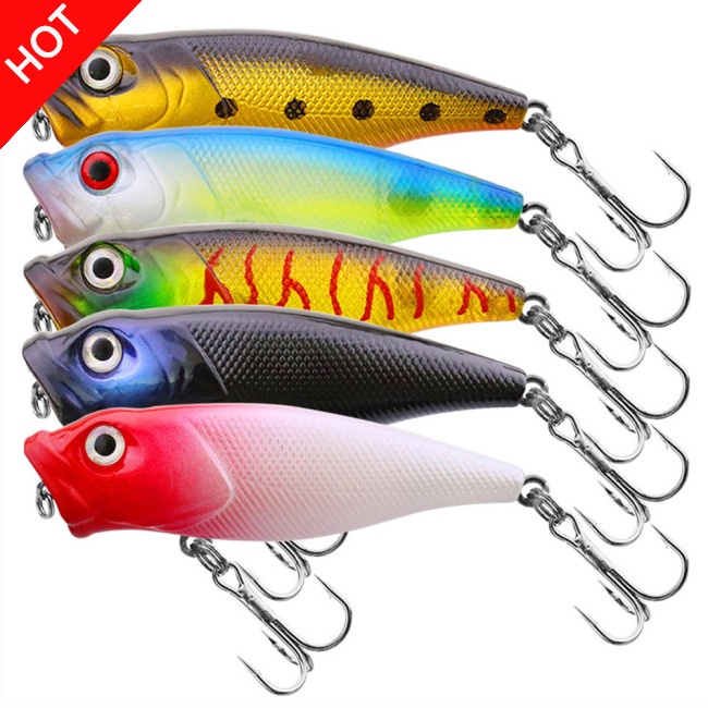 vlth0e Popper Fishing Lure 7cm 8.5g Hard Bait Artificial Topwater Bass ...