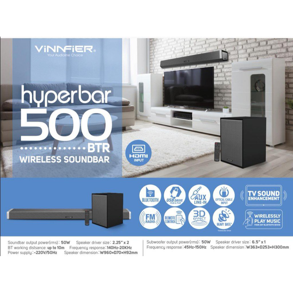 VINNFIER HyperBar 300 500 800 Bluetooth Soundbar With Remote Control ...