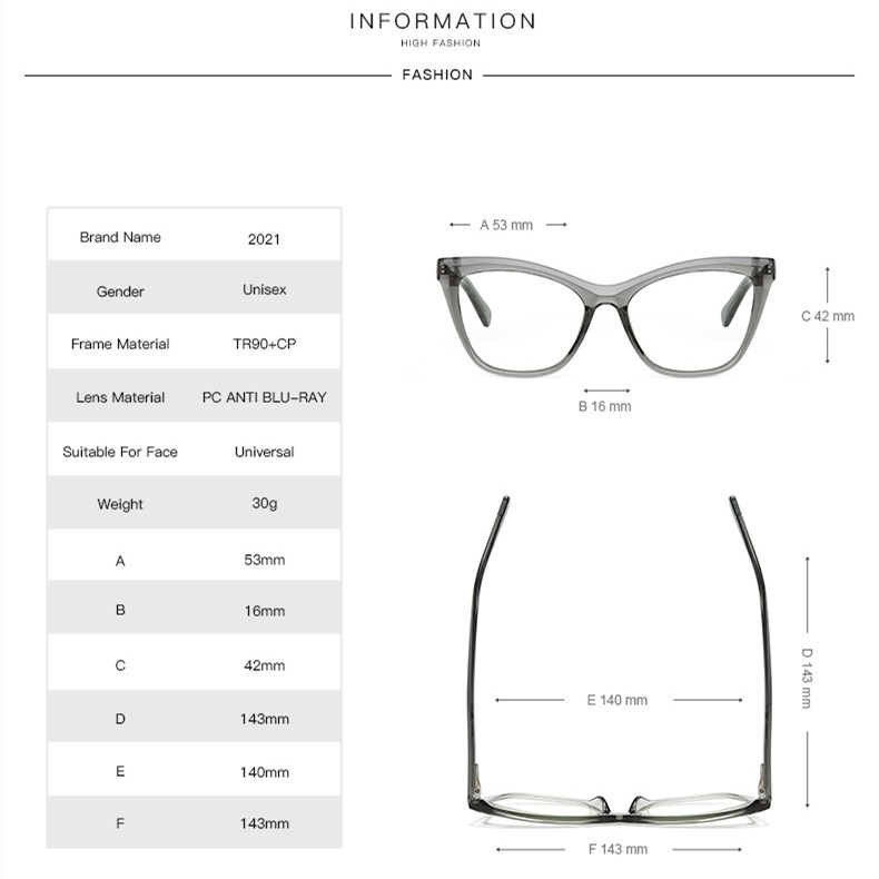 2020 new fashion simple personality large frame flat glasses TR90 spring glasses myopic glasses ...