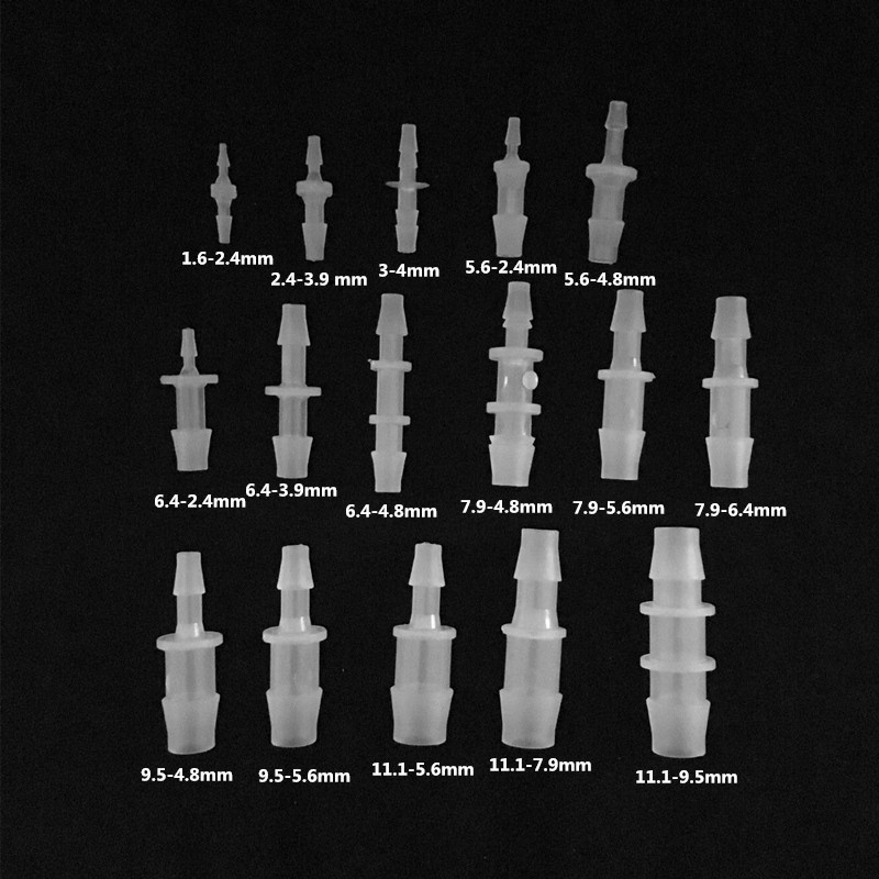 1.6mm-6.4mm Plastic Straight Reducing Connectors For Garden Watering Hose Micro Irrigation ...