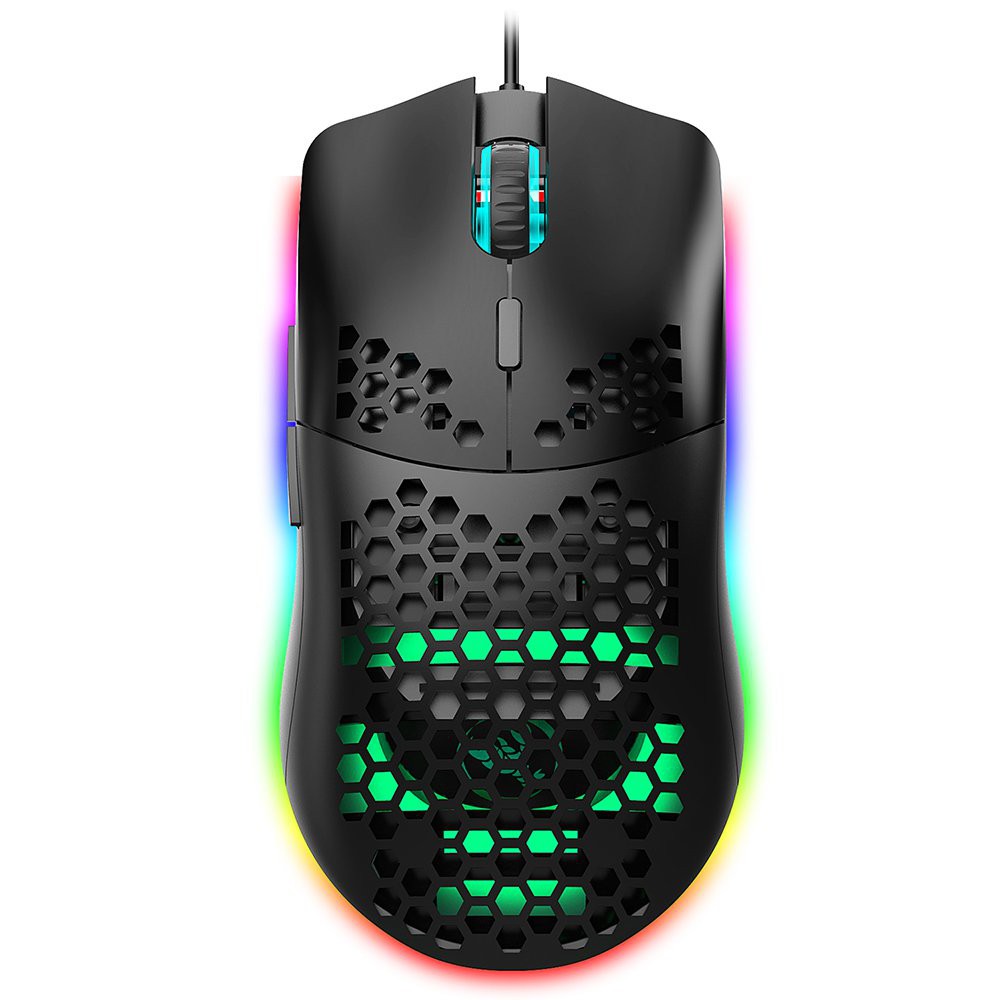 HXSJ J900 USB Wired Gaming Mouse RGB Gamer Mouses with Six Adjustable DPI Honeycomb Hollow ...