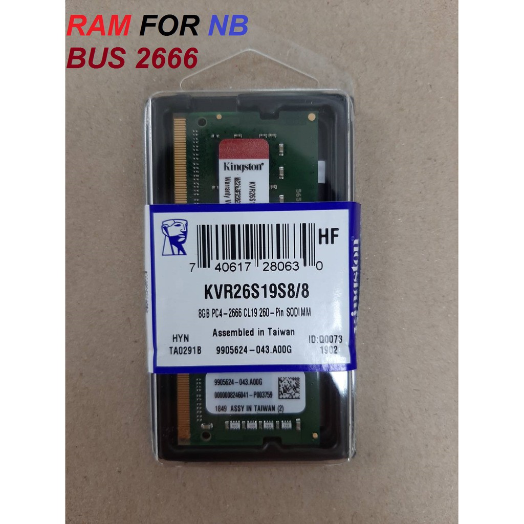 Ram Kingston KVR For Notebook Bus 2666 NB DDR4 8GB ( KVR26S19S88 ) ของ ...