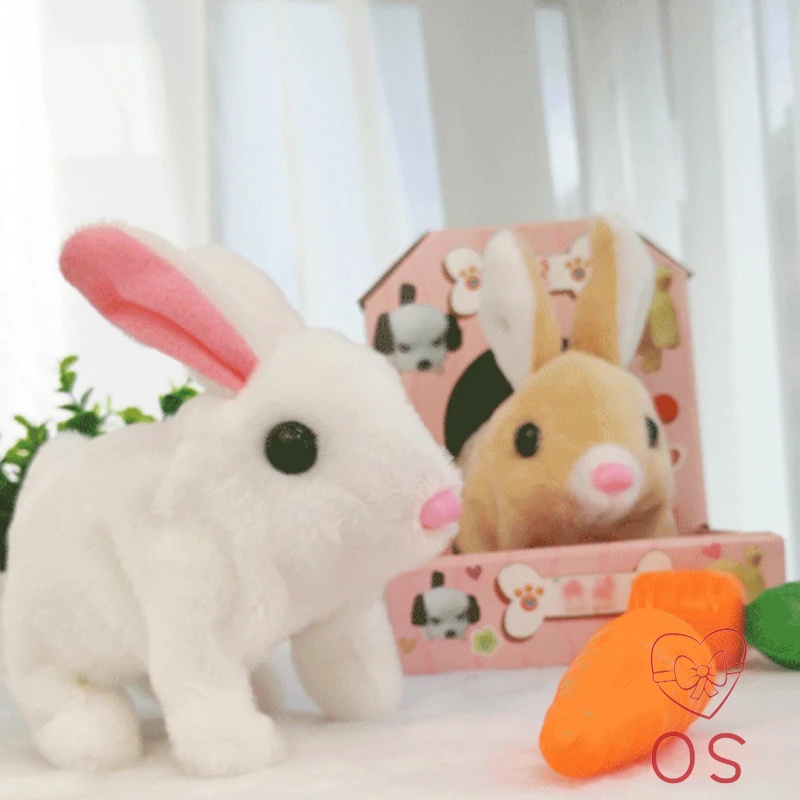 Electric Rabbit Toy Cute Walking Wiggle Ears Realistic Stuffed Animal ...