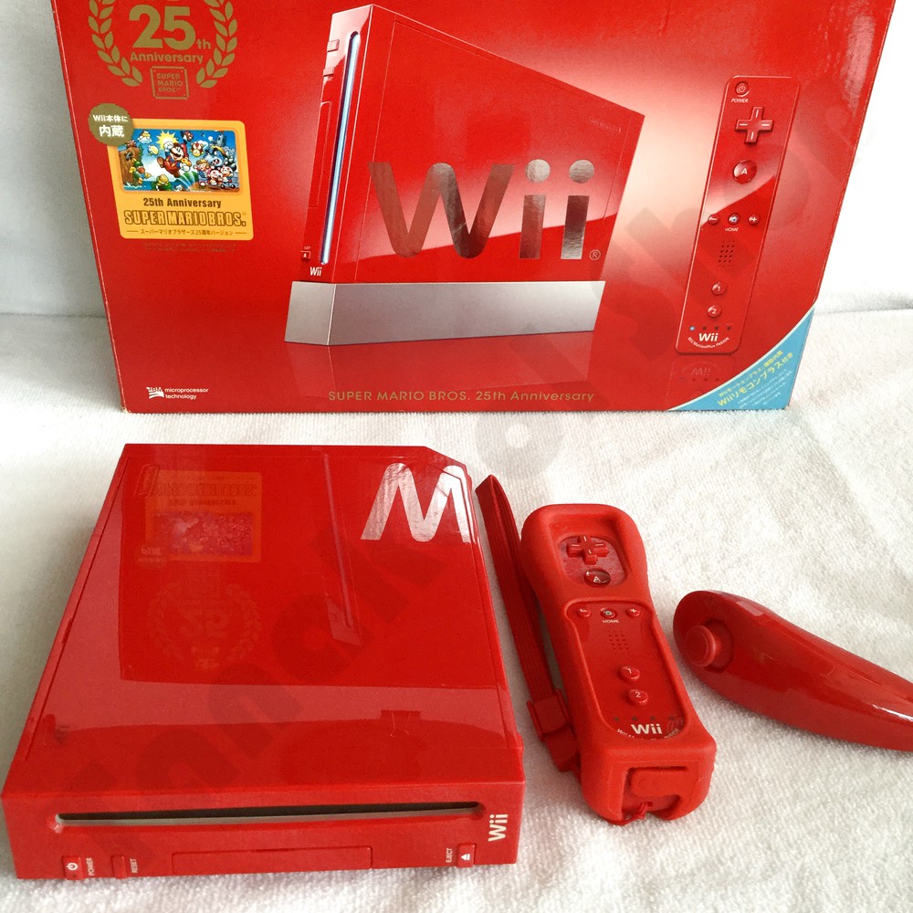 เครื่องเล่นเกม Wii สีแดงรุ่นฉลองมาริโอครบรอบ 25 ปี Nintendo Wii Console ...