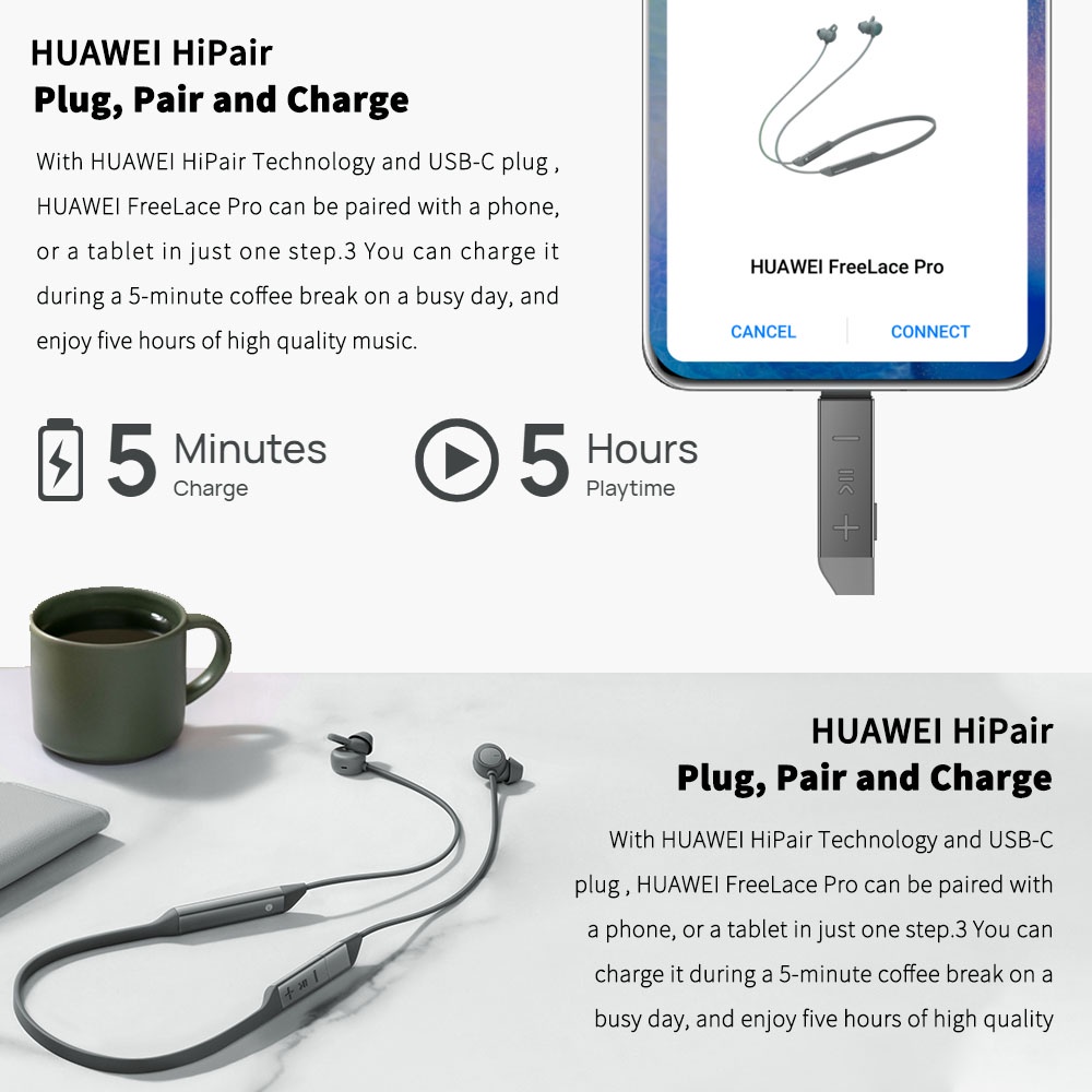 Huawei Freelace Pro Bluetooth Earphones Active Noise Cancellation ...
