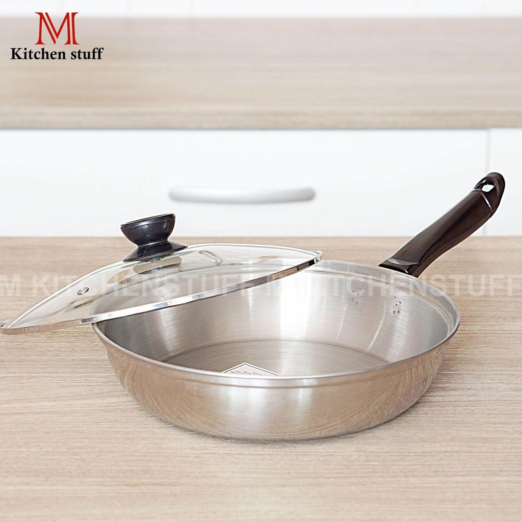 M Kitchenstuff Stainless steel fry pan 26 cm (Induction hob compatible ...