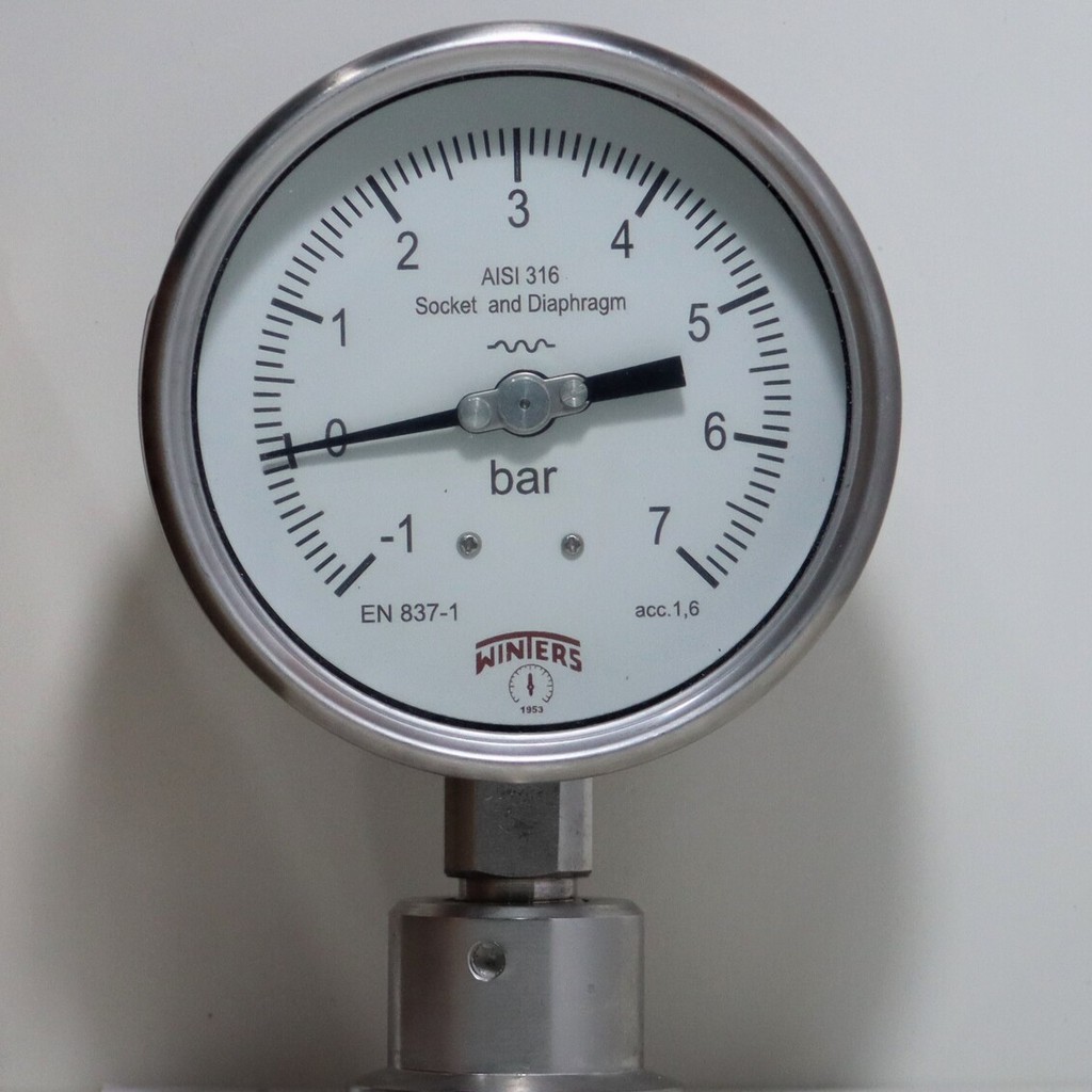 3A Sanitary Pressure Gauge Premium SS316 4" , Tri-Clamp 1.5" ,(-1)-0-7 ...