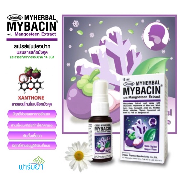 Myherbal Mybacin Spray 15 ml. สเปรย์พ่นช่องปากผสมสารสกัดมังคุด | Shopee ...