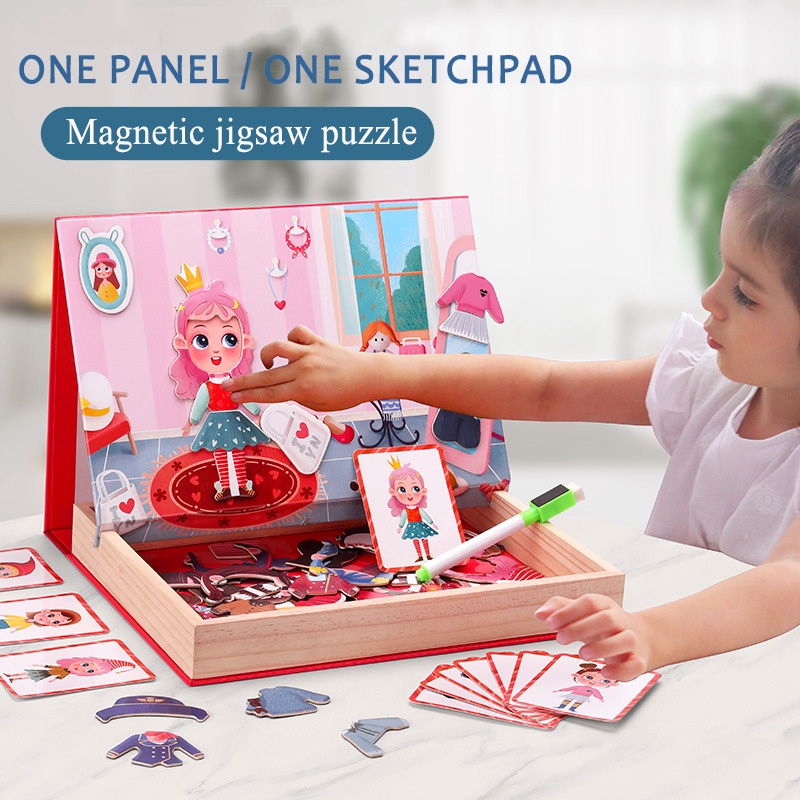 Local StockWooden Montessori Magnetic Dress Changing Jigsaw Game Toys ...