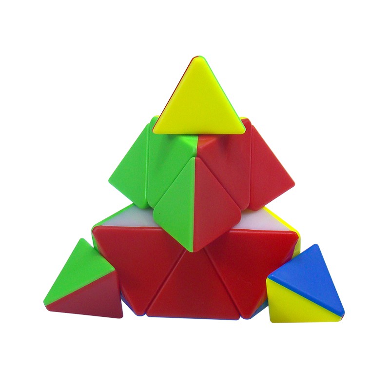 ก้อนปริศนาRubik s CubeQingyi Pyramid Cube Triangle Volcano Golden Brown ...