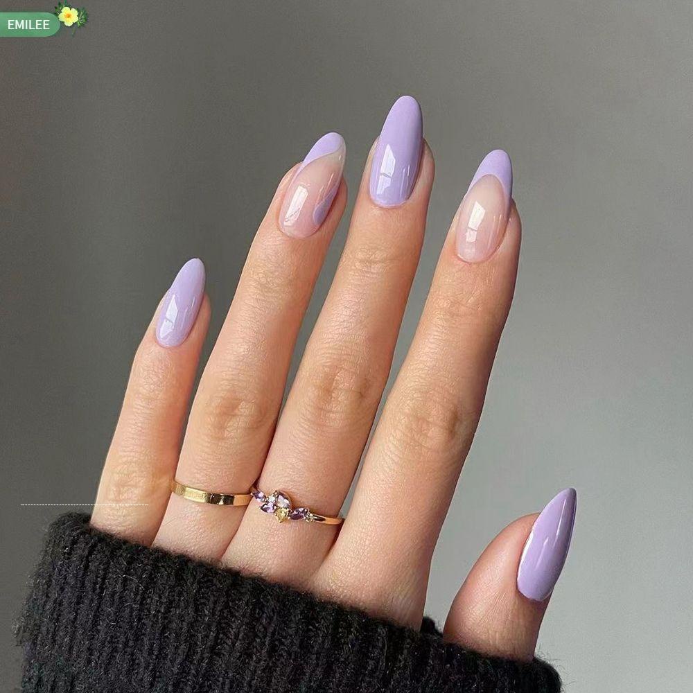 Emilee 24pcsbox Press On Nails Almond False Nails Artificial Nail Tips