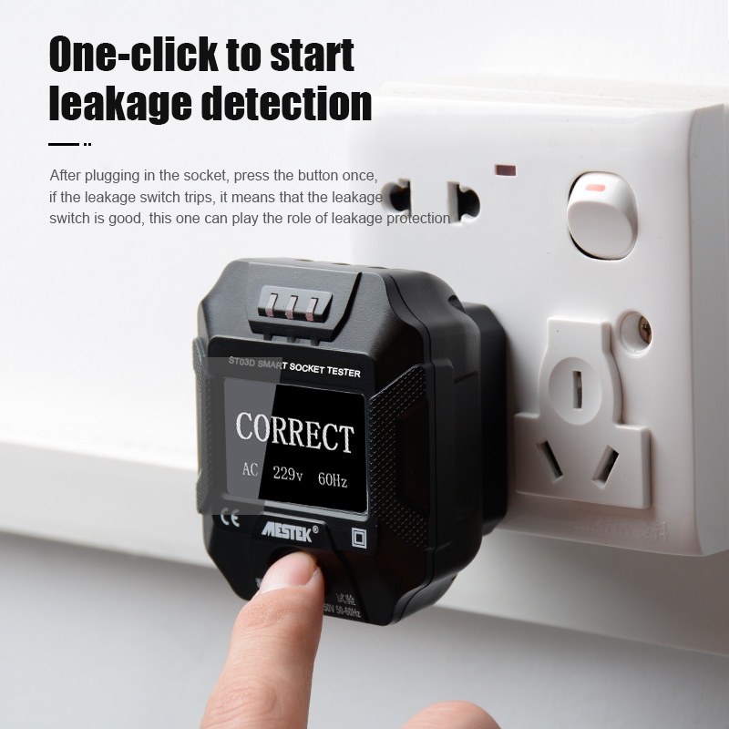 MESTEK Socket Tester Outlet Tester EU Plug Automatic Electric Circuit ...