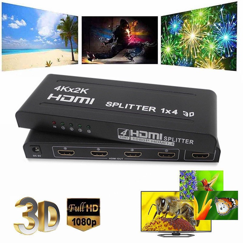 ปลั๊กไฟ power ปลั๊กพ่วง HDMI Splitter Amplifier 4Way 1x4 Hub 1 in 4 out ...