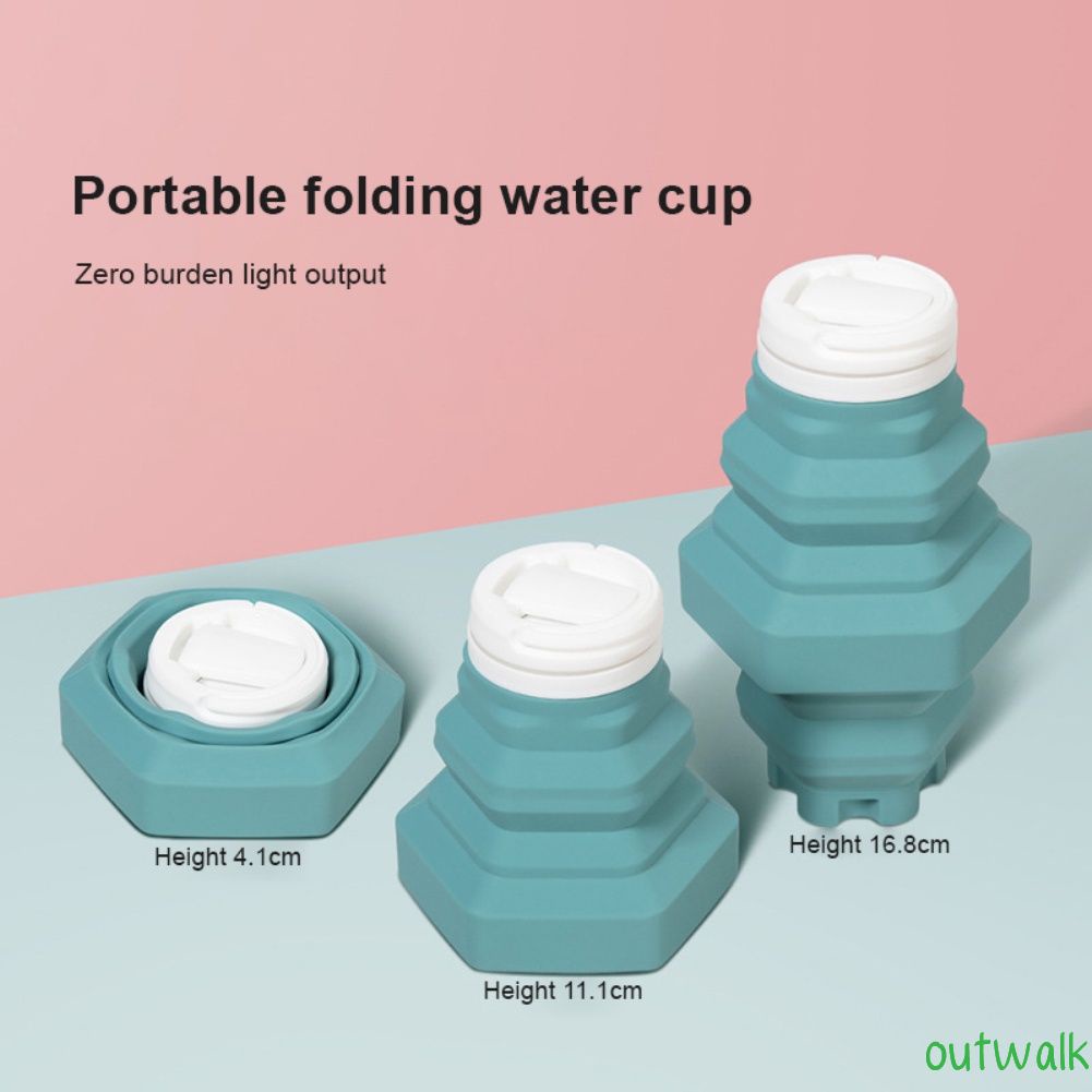 (IN STOCK) Round Folding Water Cup Silicone Water Bottle Large Capacity ...
