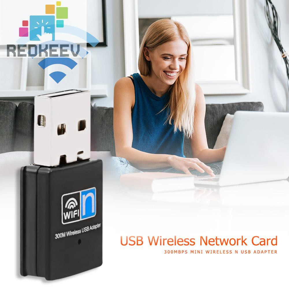 Redkeev Usb 2.0 Wifi อะแดปเตอร์ 300Mbps 2.4GHz 802.11 N / G / B Usb การ์ดเครือข่ายไร้สาย ...