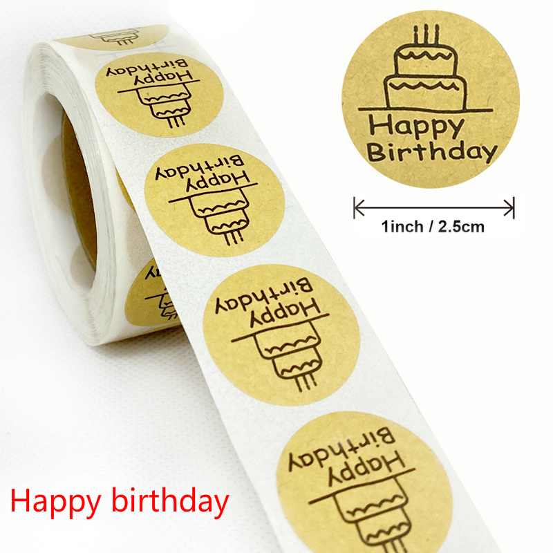 Ready Stock,500pcs/roll Circle Happy birthday/Smiley Stickers,Envelope ...