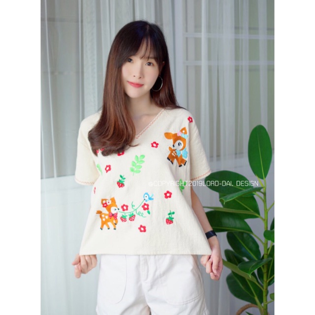 เสื้อผ้าฝ้ายปักกวางน้อยสุดน่ารัก - nussara_30 - ThaiPick