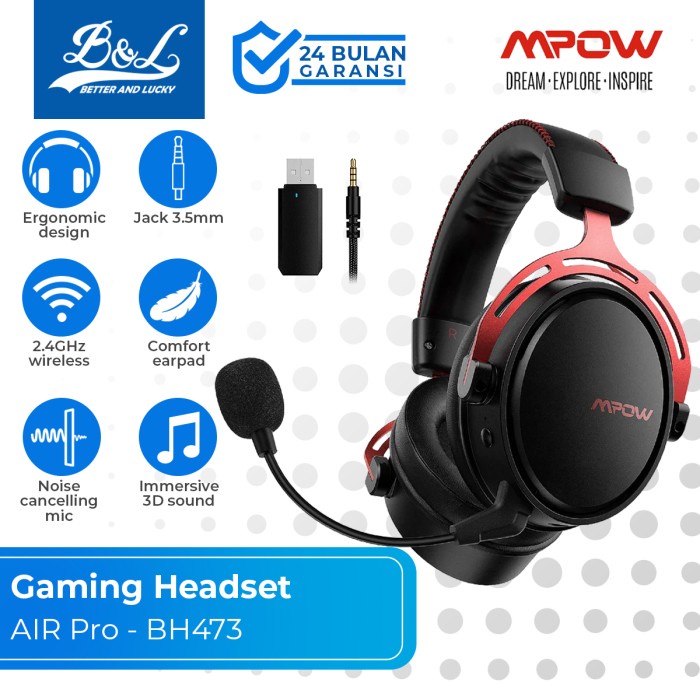 Mpow AIR Pro 7.1 ชุดหูฟังเกมมิ่งไร้สาย เสียงรอบทิศทาง ...