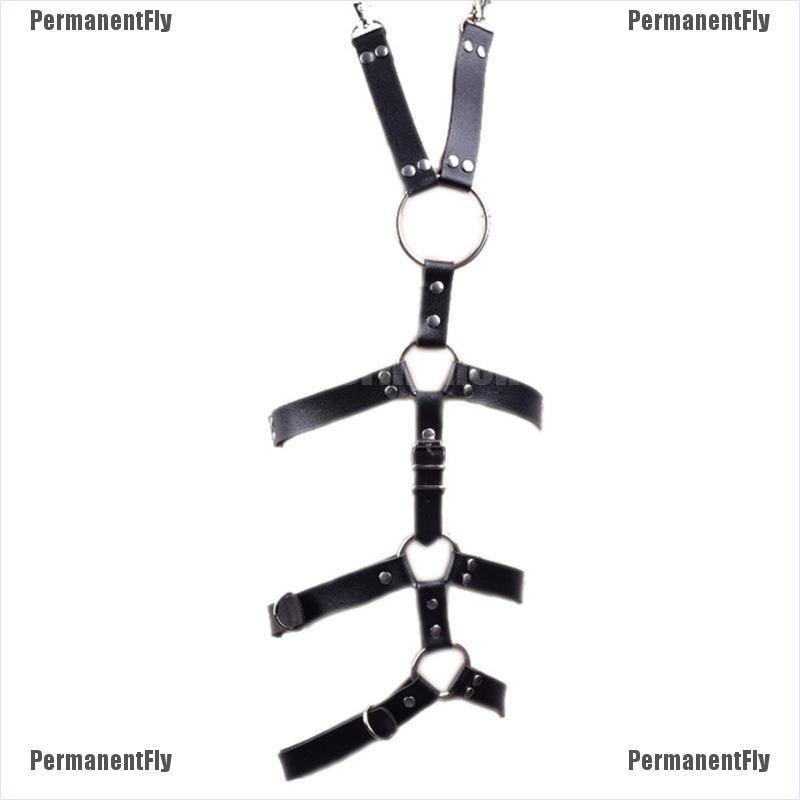 Permanentfly Women Faux Leather Body Harness Garter Binding Belt Strap