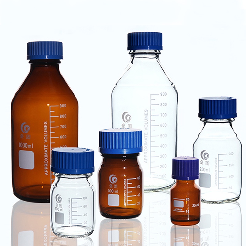 25ml to 1000ml Lab TransparentBrown Screw cap Reagent bottle Sealed ...
