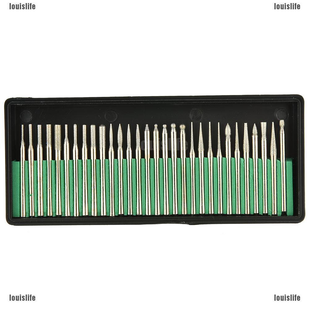 thro 30Pcs Diamond Bur Bits Drill Set For Engraving Dremel Rotary ...