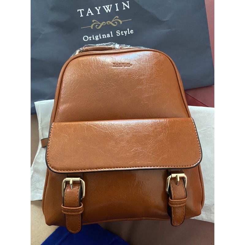 กระเป๋าเป้ Taywin หนังสีน้ำตาล | Shopee Thailand