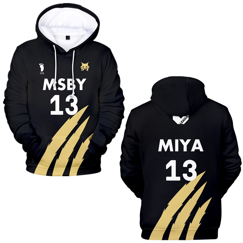 MSBY Black Jackals Hoodie Haikyuu Jacket Cosplay 3D Unisex Casual Top ...
