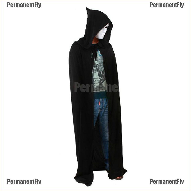 PermanentFly Black Halloween Costume Theater Prop Death Hoody Cloak ...