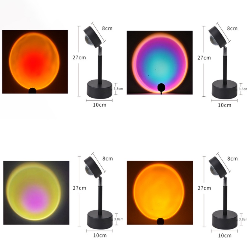 LED Sunset Rainbow Projector Night Lights Usb Bedside Table Lamp ...