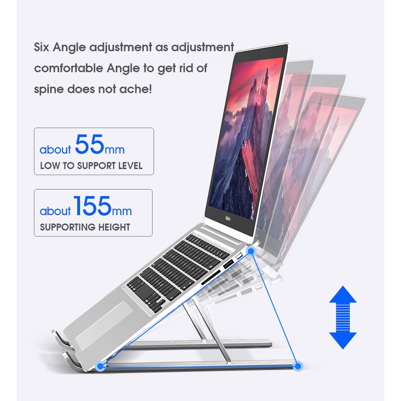Foldable Laptop Stand Aluminium Adjustable Notebook Holder For Macbook ...