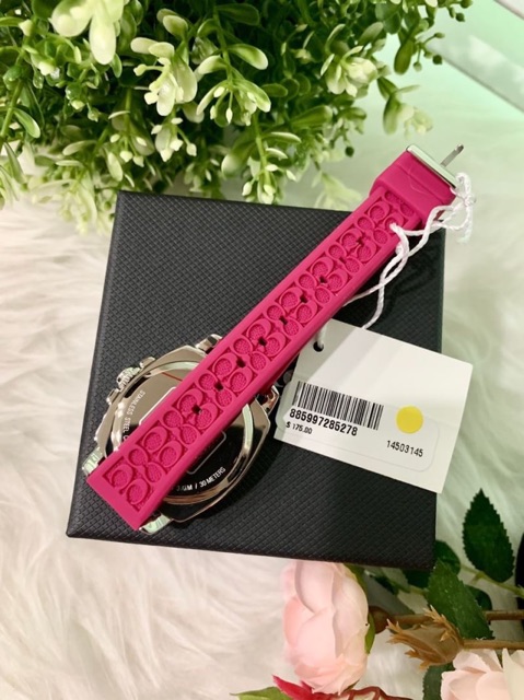 (ผ่อน0%) นาฬิกา COACH BOYFRIEND WOMEN'S QUARTZ WATCH 14503145 สายยาง สี ...