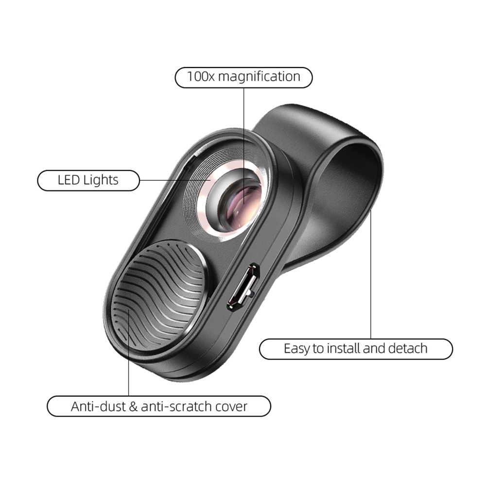 APEXEL100X microscope lens camera phone lens high magnification LED ...