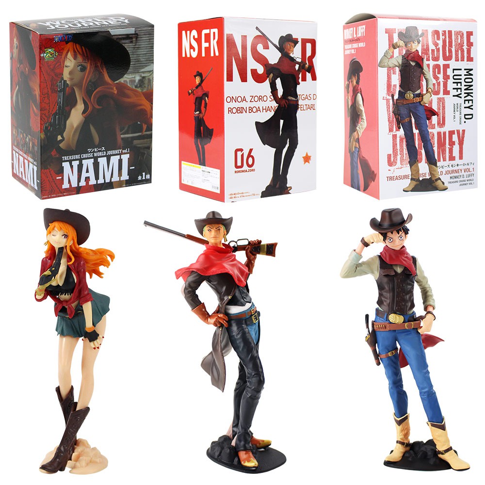 One iece World Journey Vol.2 Luffy Nami Zoro Cowboy VC Action Figure ...