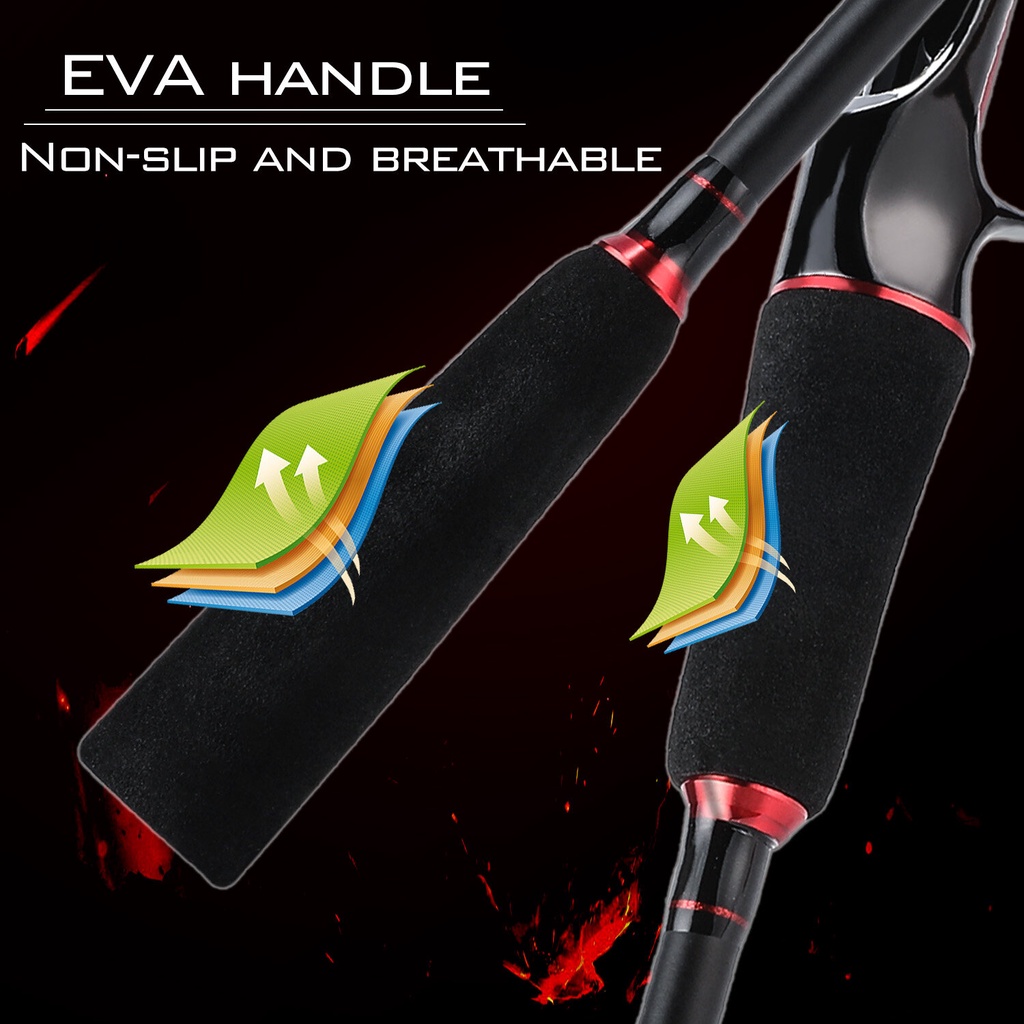 เบ็ดตกปลา 2 ส่วน Eva Handle High Carbon Fiber Spinning Casting M Power ...