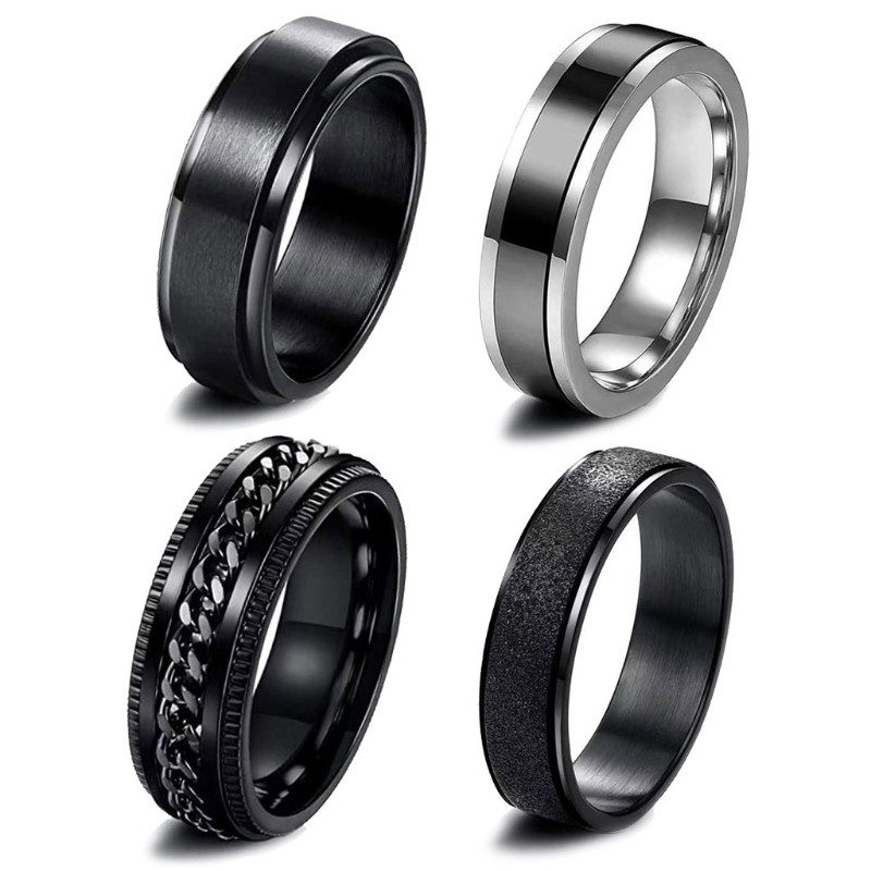 SPINNER Xy 4 ชิ้นชุดแหวนสแตนเลสแฟชั่นสําหรับผู้ชายผู้หญิง - xyouth.th ...