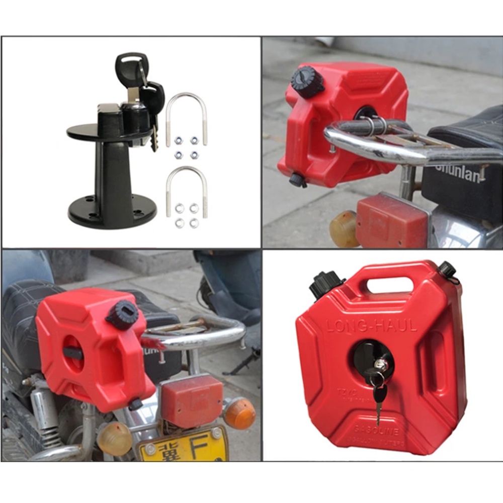 5L Litre Mount Motorcycle Spare Fuel Tank Jerry Cans Plastic Car Petrol ...