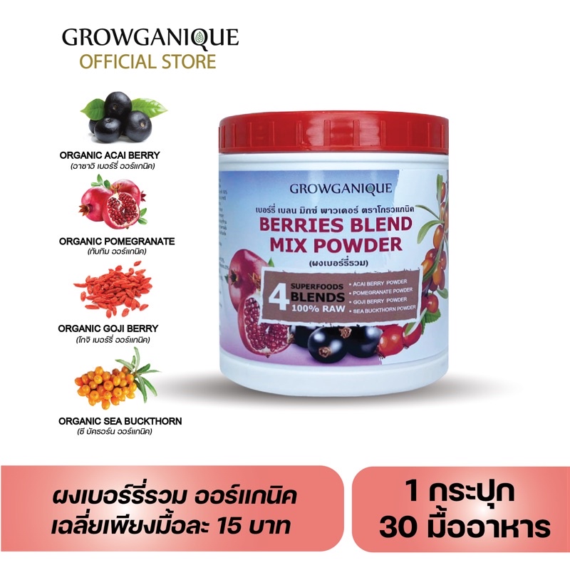 ผงเบอร์รี่รวม ออร์แกนิค Superfood สูตรบำรุงผิวพรรณ สมองและสายตา เสริม ...