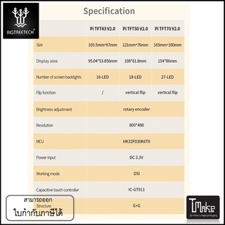 BIGTREETECH BTT PITFT50 V2.0 TFT43 TFT70 Capacitive Touch Screen Panel 5/4.3/7 Inch DSI ...