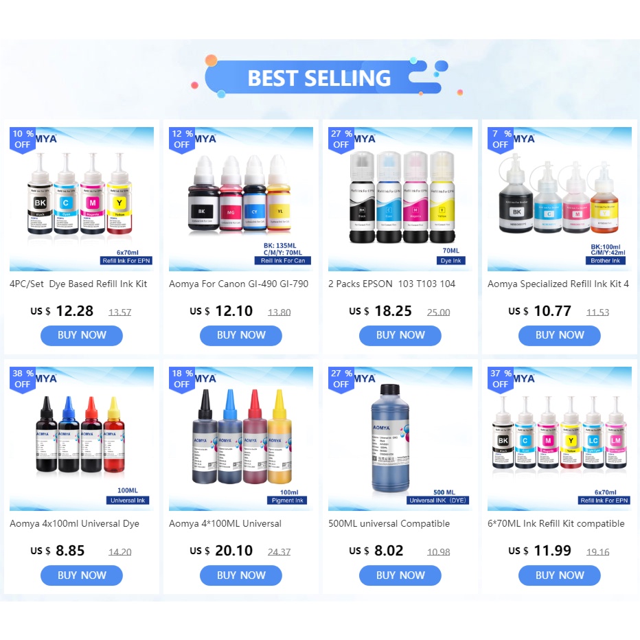 Aomya Dye Refill Ink Kit 470ml Printer Ink for Epson L486 L355 L300 ...