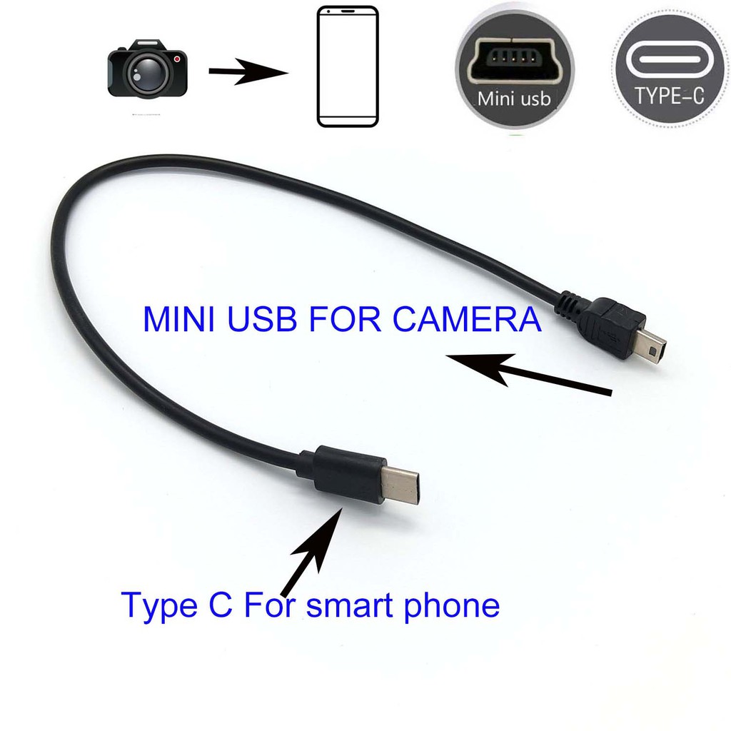 สายเคเบิ้ล Type C to mini usb OTG สําหรับกล้อง canon EOS Rebel Xti GL2 ...
