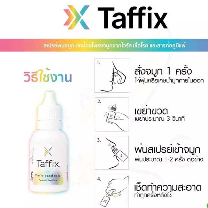 Taffix สเปรย์ พ่นจมูก ล๊อตใหม่ หมดอายุ 52025 ป้องกันเชื้อไวรัส ภูมิแพ้ ...