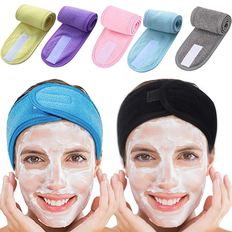 Boho Women Adjustable Soft Wide Washing Headband / SPA Makeup Shower ...