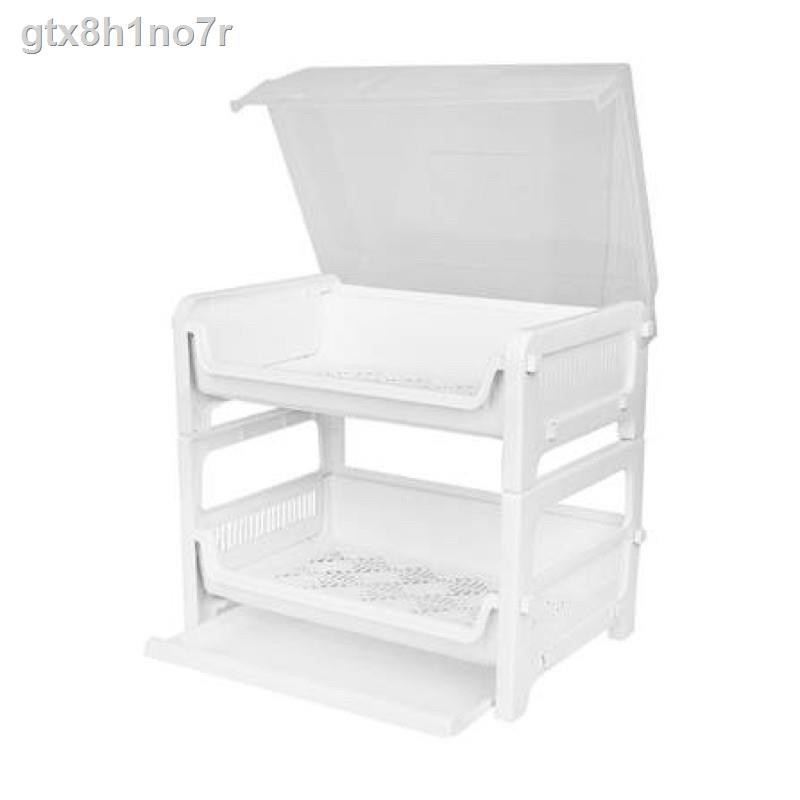 ชั้นคว่ำจาน คว่ำแก้ว มีฝาครอบ KEY WAY K960 2ชั้น พลาสติก สีขาว - gtx8h1no7r - ThaiPick