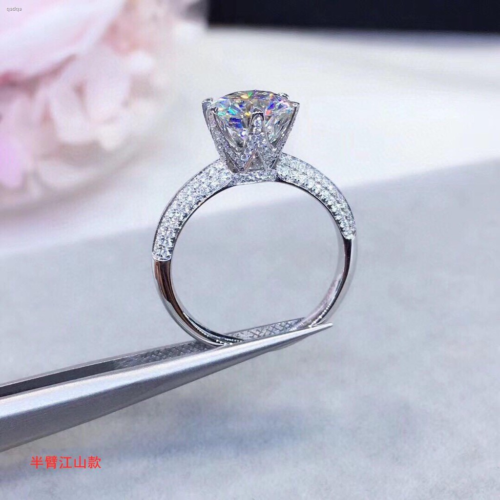 คู่รัก☇♣⊕PT950 Platinum Half Arm Country Diamond Ring นำเข้า D Color ...