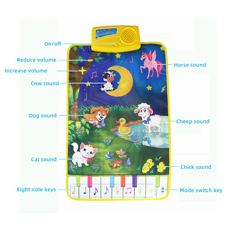 Night Animals Baby Touch Musical Play Mat Piano With Animals Sound Toys ...