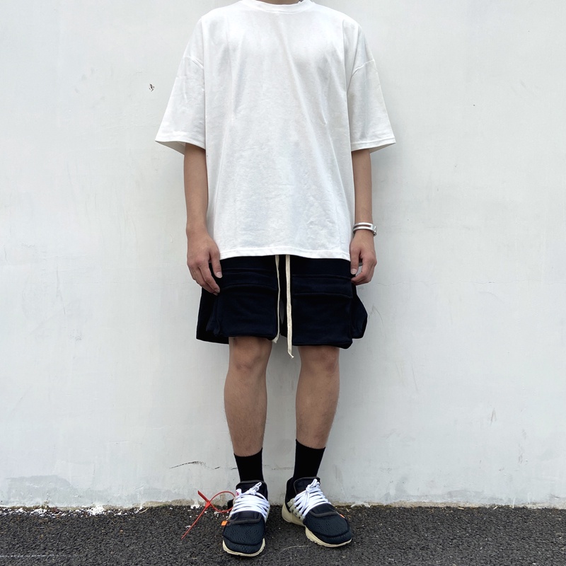 MT99มะพร้าวบิ๊กนักพูด K anye สไตล์เดียวกันวางไหล่ครึ่งแขน OS หลวมสีทึบ ...