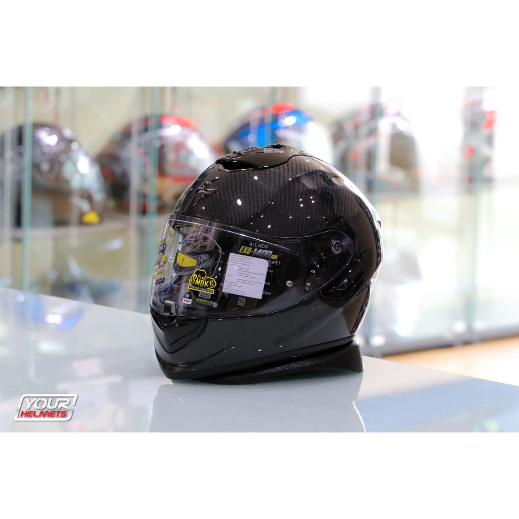 หมวกกันน็อค SCORPION HELMETS EXO-1400 CARBON AIR SOLID BLACK | Shopee ...