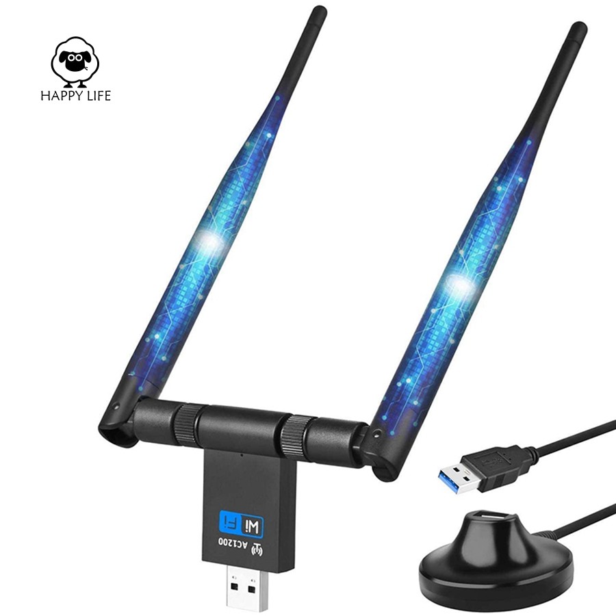 1200Mbps USB Wifi Adapter Dual Band 5GHz 2.4Ghz Wireless Wifi Antenna ...
