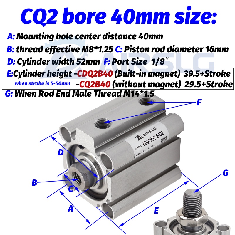 กระบอกสูบsmc type air pneumatic cylinder CDQ2B63-20DZ CQ2A63-25DZ ...